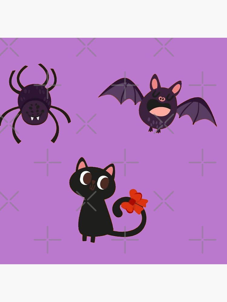 "Cute black cat bat and spider cute sticker pack for Halloween ...