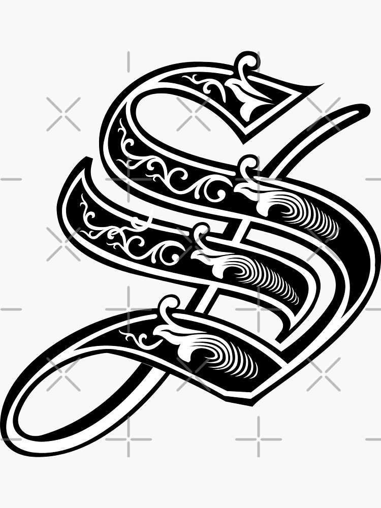 "Floral letter S. Royal Vintage ornament initial Alphabet." Sticker for ...