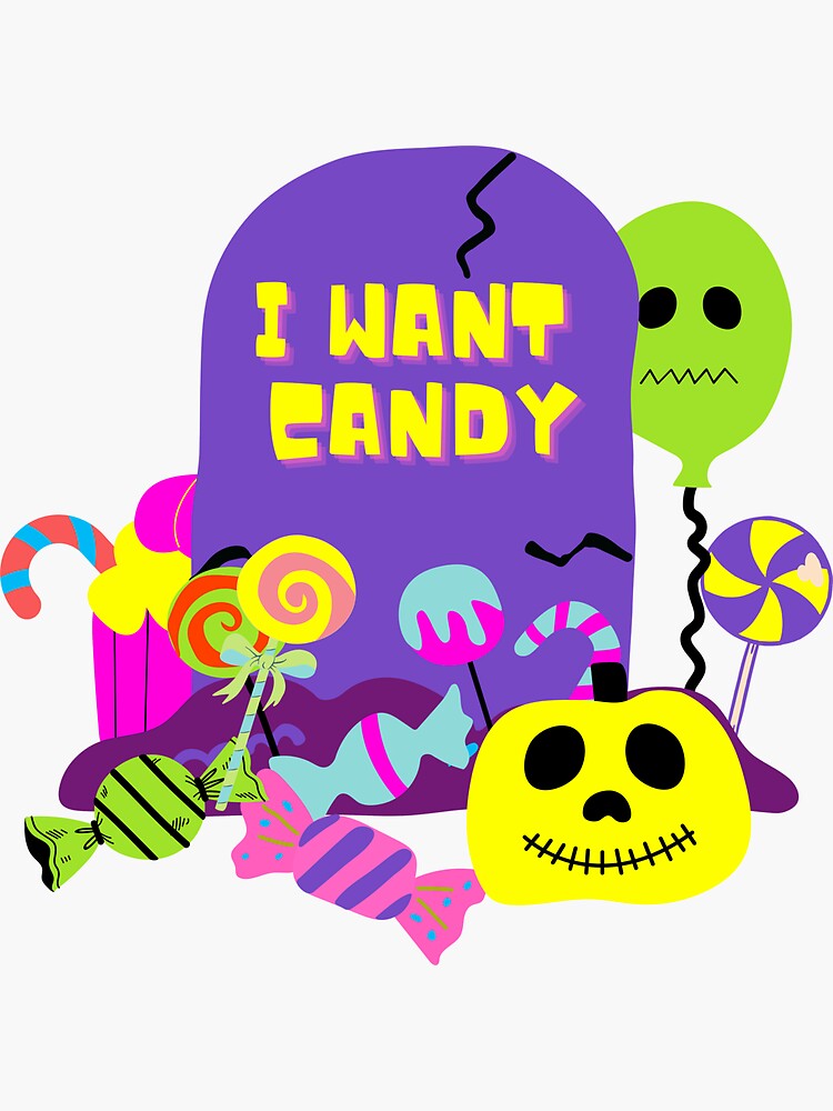 "I WANT CANDY HALLOWEEN SET" Sticker for Sale by faizaart | Redbubble