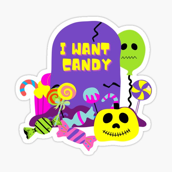 "I WANT CANDY HALLOWEEN SET" Sticker for Sale by faizaart | Redbubble