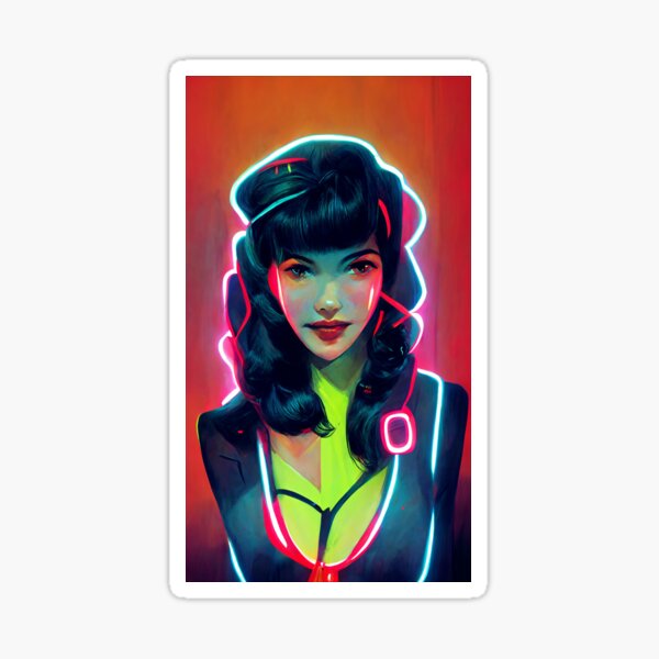 "Neon lights pin up bust cute" Sticker for Sale by StoneyPhenix | Redbubble