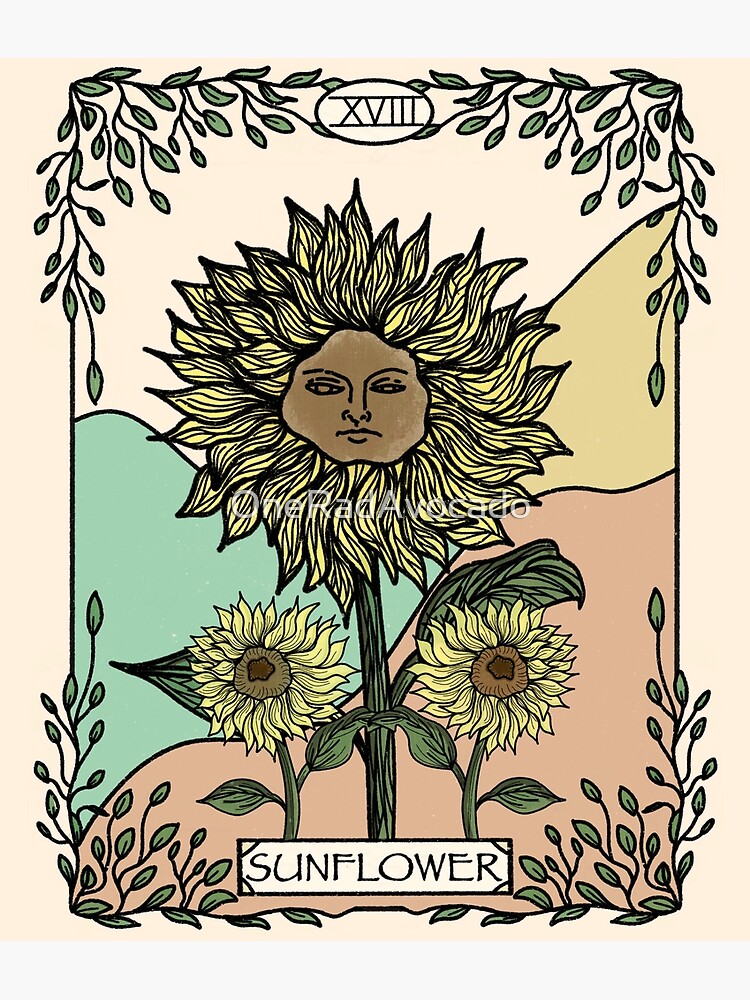 "Sunflower Tarot Card with Fancy Font" Poster for Sale by OneRadAvocado ...
