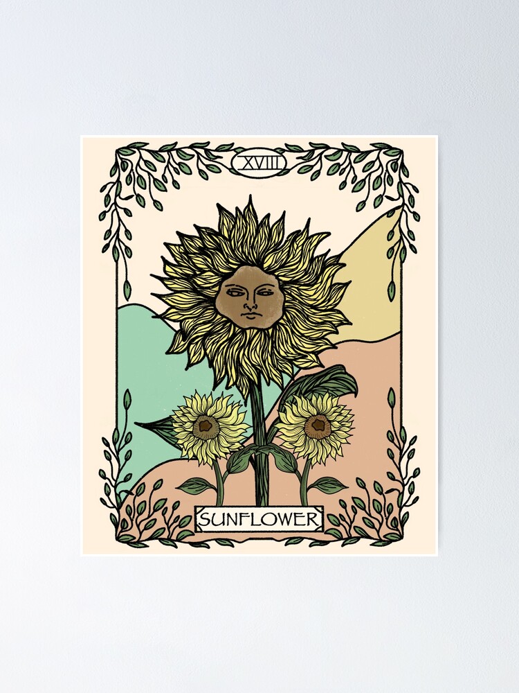 "Sunflower Tarot Card with Fancy Font" Poster for Sale by OneRadAvocado ...