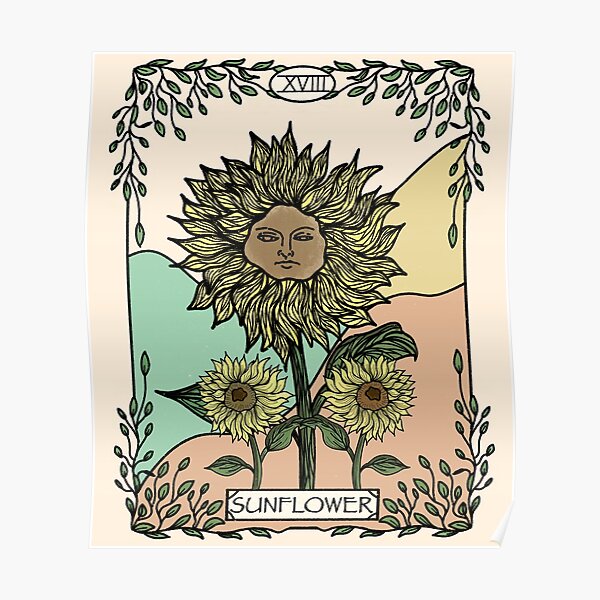 "Sunflower Tarot Card with Fancy Font" Poster for Sale by OneRadAvocado ...