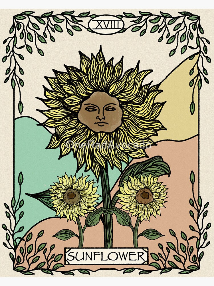 "Sunflower Tarot Card with Fancy Font" Sticker for Sale by ...