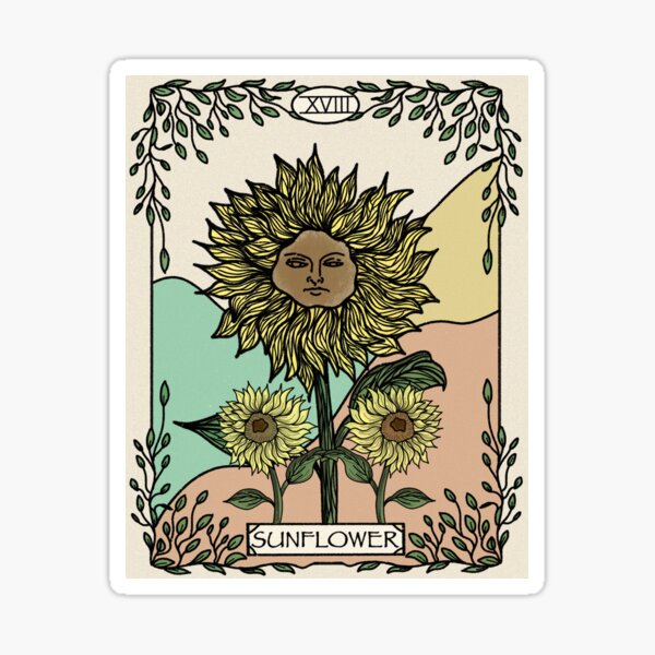 "Sunflower Tarot Card with Fancy Font" Sticker for Sale by ...