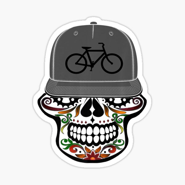 "Sugar Skull Mountain Bike Mtb Downhill Biking Mountain Bike" Sticker ...