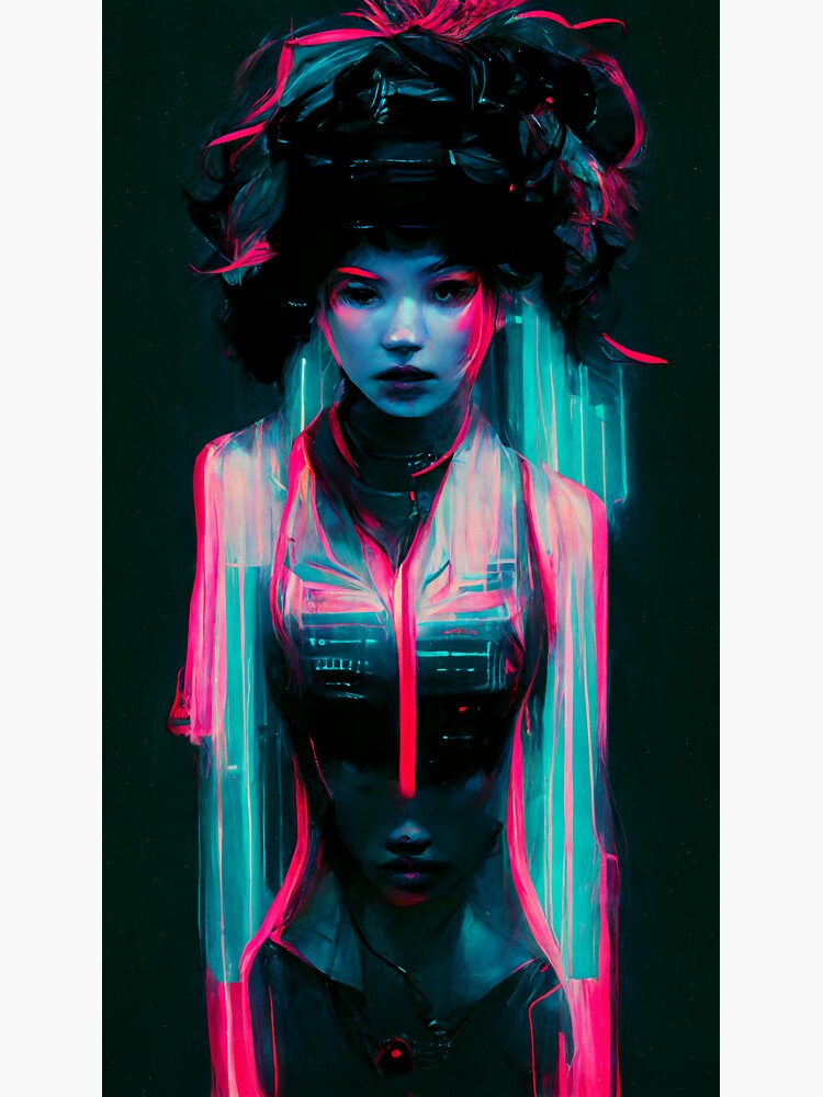 "cyborg Neon pinup girl" Sticker for Sale by StoneyPhenix | Redbubble