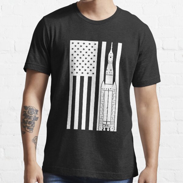 "SLS Space Launch System Space Rocket American Flag Design" T-shirt for ...