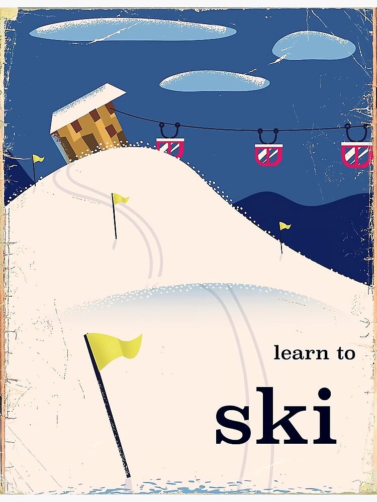 "learn to ski vintage cartoon" Poster for Sale by bjosie69 | Redbubble