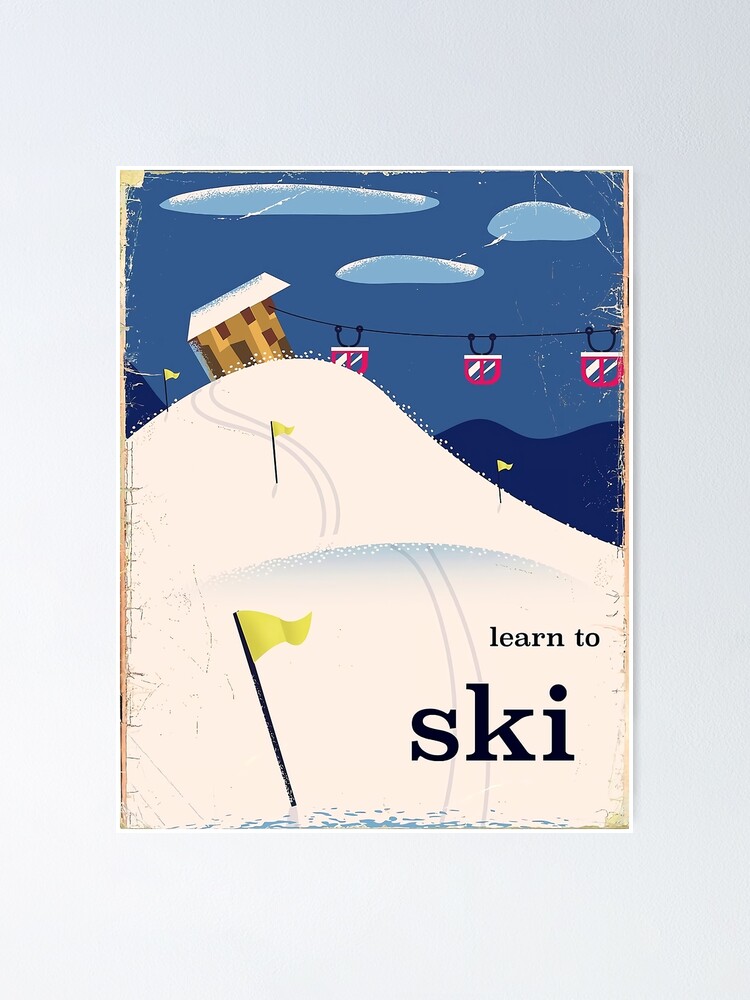 "learn to ski vintage cartoon" Poster for Sale by bjosie69 | Redbubble