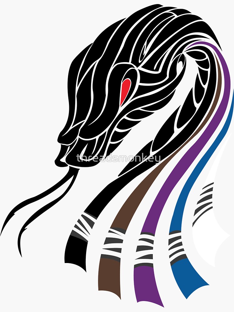 "BJJ Snake Belts for Jiu Jitsu" Sticker for Sale by threadsmonkey ...