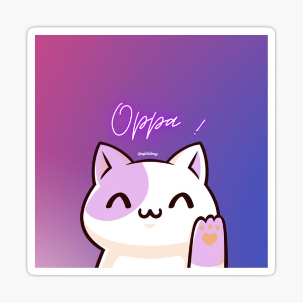 "Purple Vibes Cat Oppa!" Sticker for Sale by Mylchallenge | Redbubble