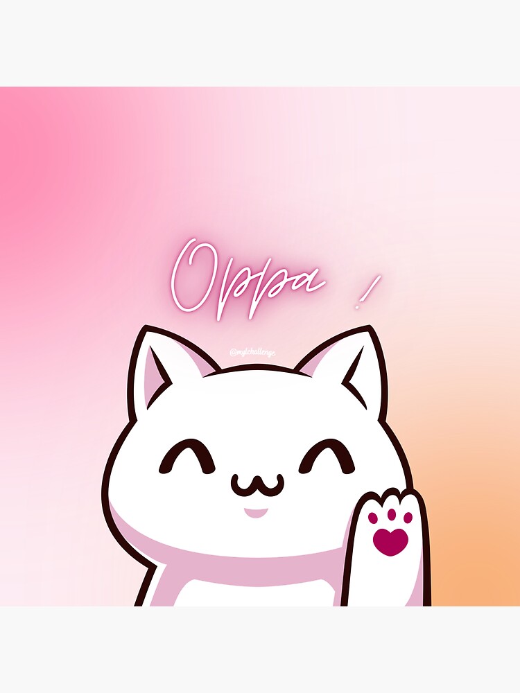 "Pink Vibes Cat Oppa!" Sticker for Sale by Mylchallenge | Redbubble