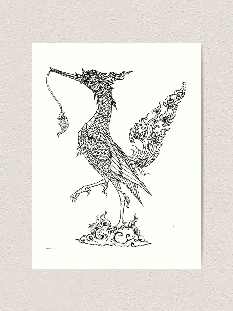 "Kinnaree Pencil Drawing" Art Print for Sale by sutideco | Redbubble