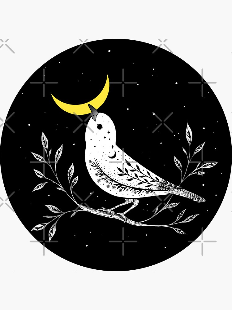 "Moon Bird" Sticker for Sale by episodicDrawing | Redbubble
