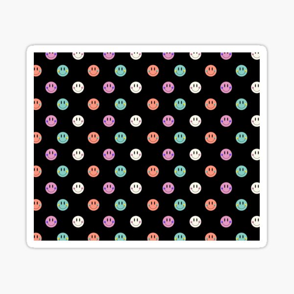 "Retro Happy Face print (black background)" Sticker for Sale by ...