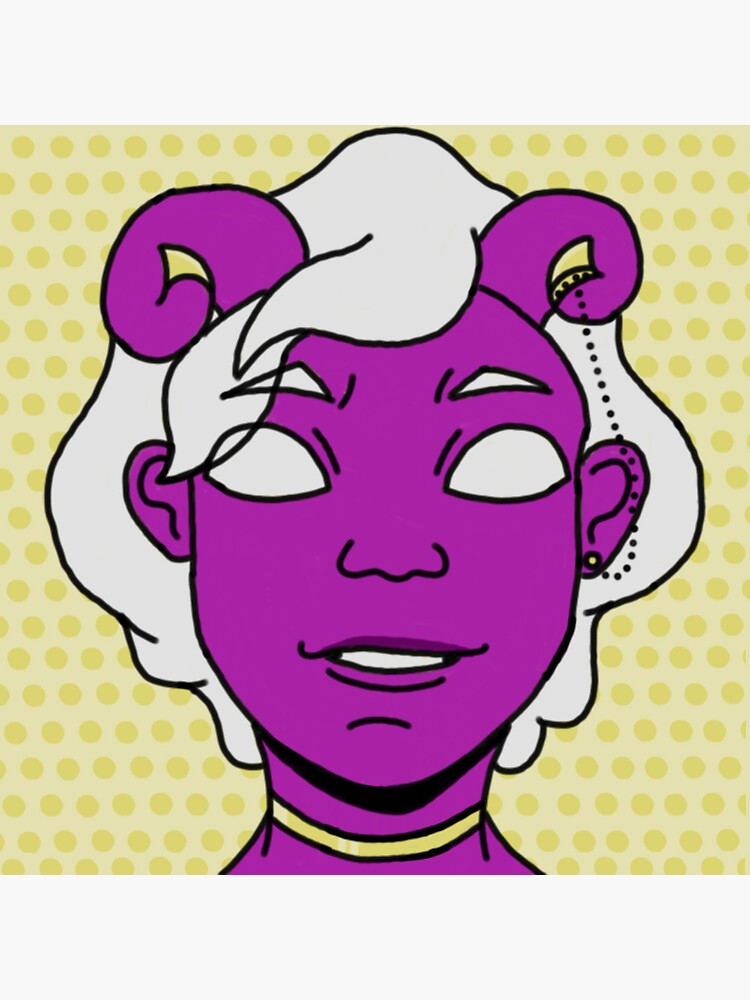 "Purple tiefling with yellow background" Sticker for Sale by ...