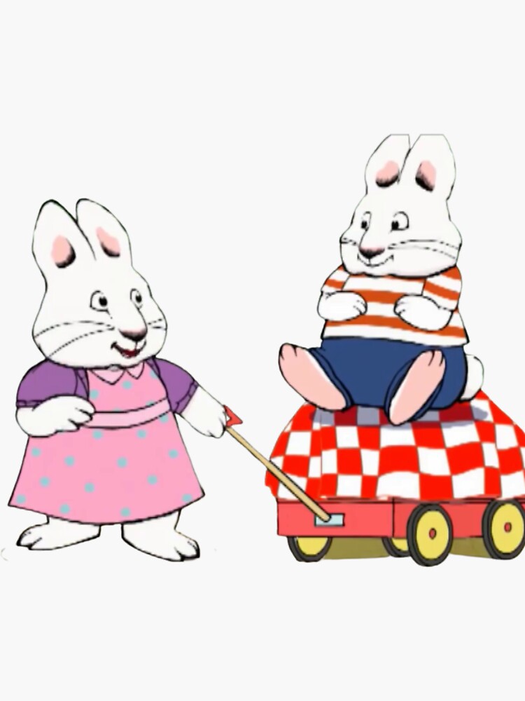 Pegatina «max ruby conejo dibujos animados 2000s para niños» de LuciousFeil | Redbubble