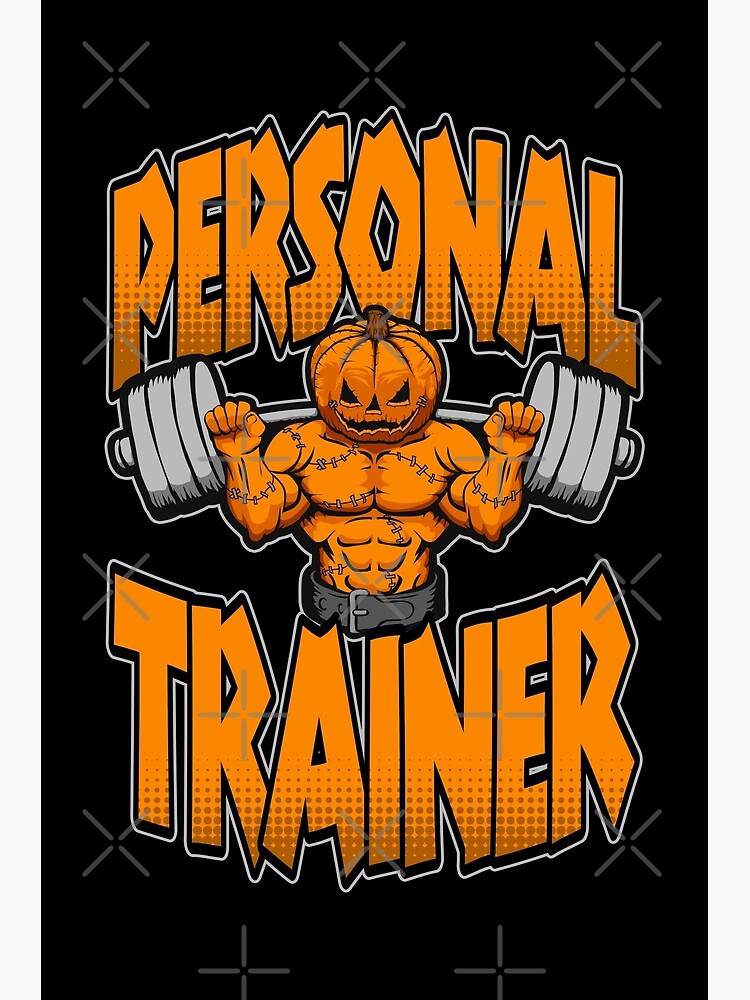 "Halloween Gym Personal Trainer Pumpkin Squat Fitness" Poster for Sale ...