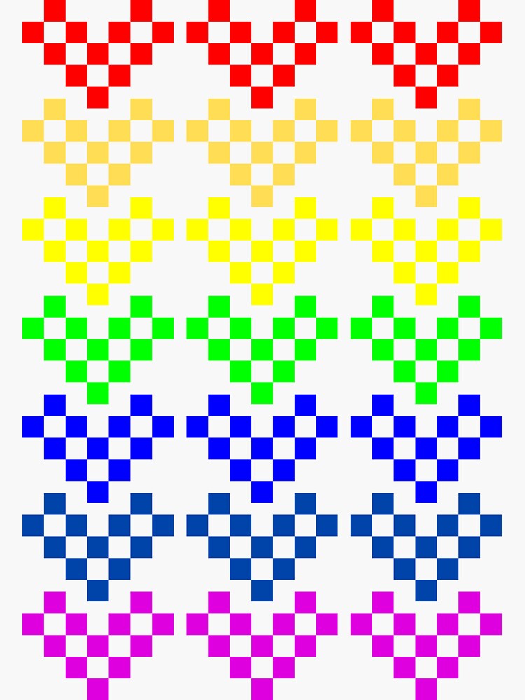 "Pixel art rainbow hearts" Sticker for Sale by niyoseris | Redbubble
