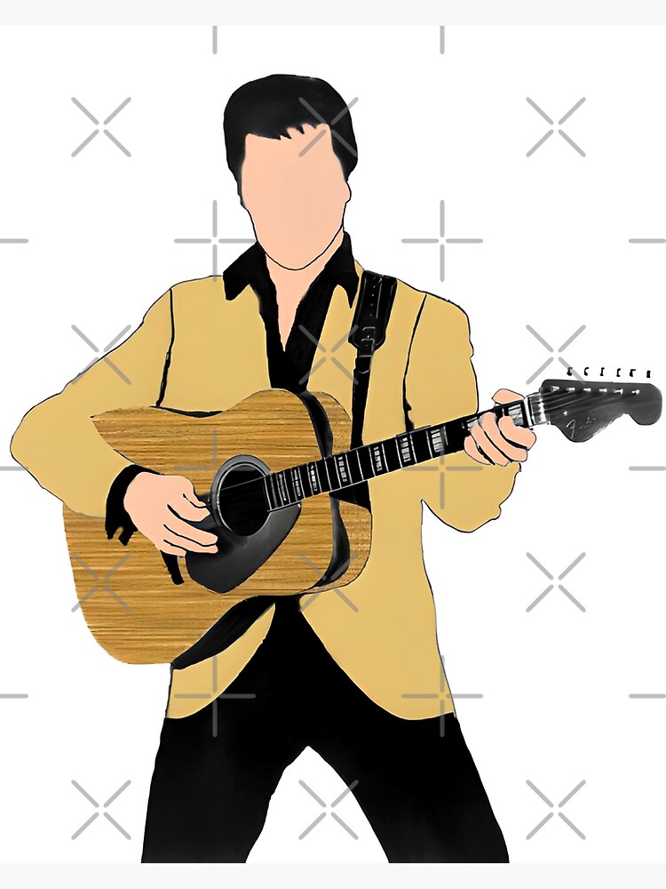 "Elvis Presley Play Guitar Modern Minimalist Pop Art Portrait" Poster ...