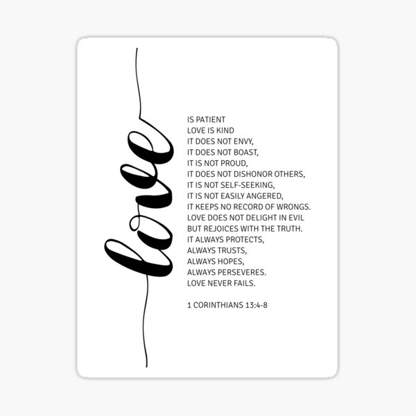 "1 Corinthians 13:4-8 Love is Patient Love is Kind #3 Bible Verse ...