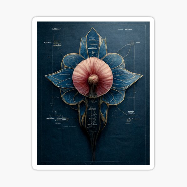 "Alien Flower Blueprint" Sticker for Sale by Visual-artist24 | Redbubble