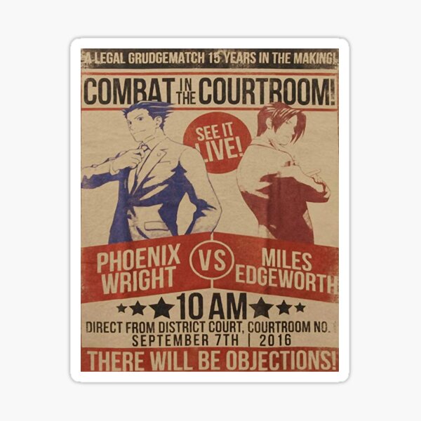 "Ace Attorney - Combat in the Courtroom" Sticker for Sale by ...