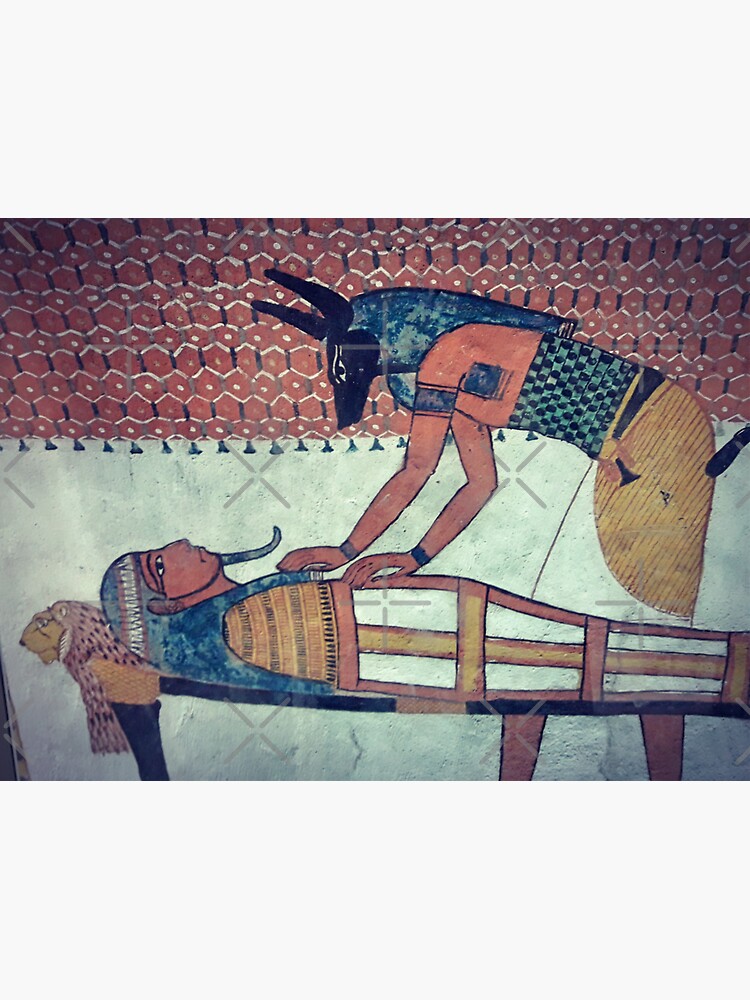 "Egyptian god Anubis preparing the mummy of Sennutem, Egyptian funeral ...