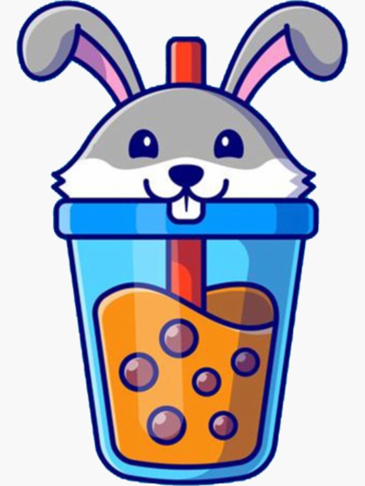 "Cute rabbit boba milk tea" Sticker for Sale by HeriSunche | Redbubble