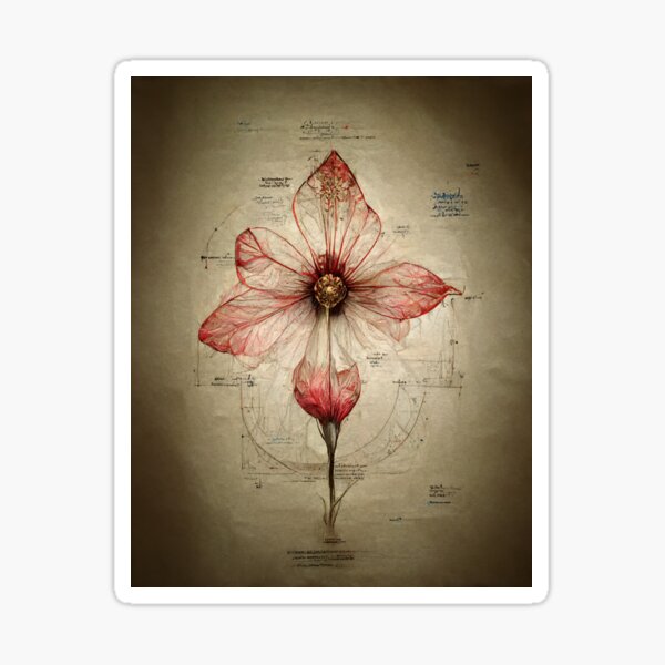"Floral Vintage Blueprint" Sticker for Sale by Visual-artist24 | Redbubble