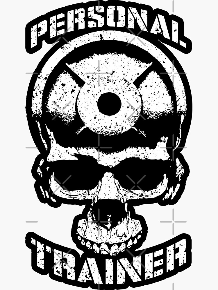 "Halloween Gym Personal Trainer Skull Weight Plate Fitness" Sticker for ...