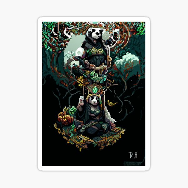 "panda druid autumn #6 animal tarot card" Sticker for Sale by ...