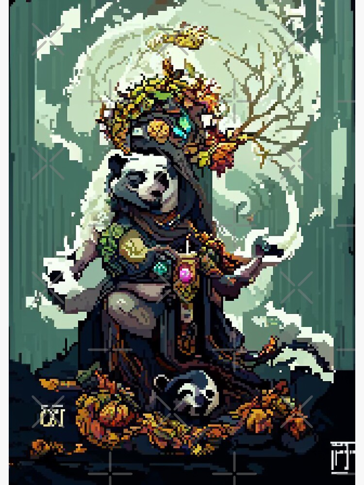 "panda druid autumn #7 animal tarot card" Sticker for Sale by ...