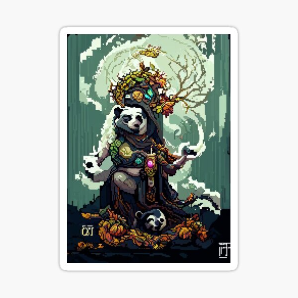 "panda druid autumn #7 animal tarot card" Sticker for Sale by ...
