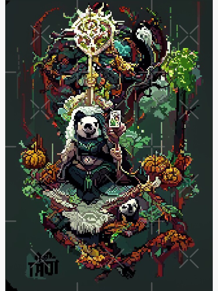 "panda druid autumn #8 animal tarot card" Sticker for Sale by ...