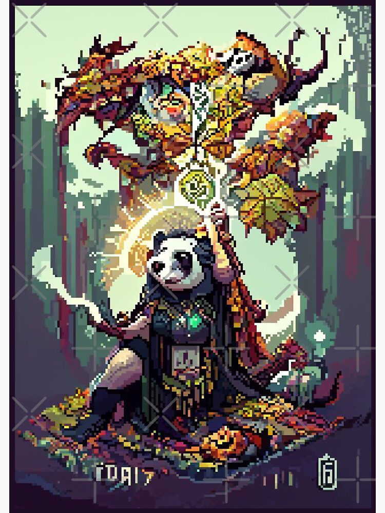 "panda druid autumn #11 animal tarot card" Sticker for Sale by ...