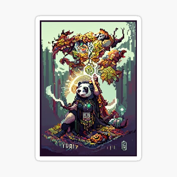 "panda druid autumn #11 animal tarot card" Sticker for Sale by ...
