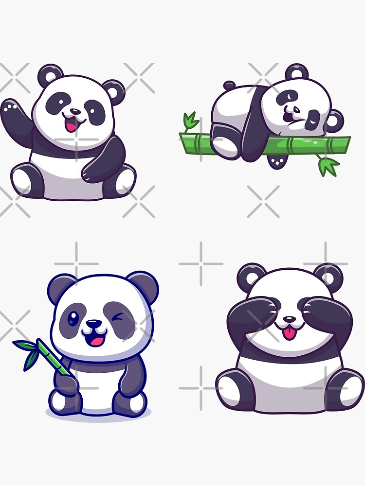 "Kawaii adorable pandas stickers pack" Sticker for Sale by Artistusha ...