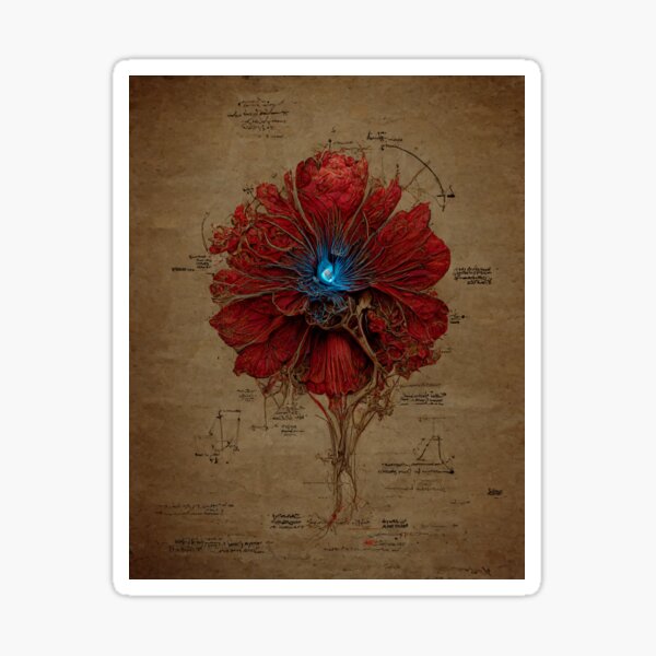 "Vintage Paper Floral Blueprint" Sticker for Sale by Visual-artist24 ...