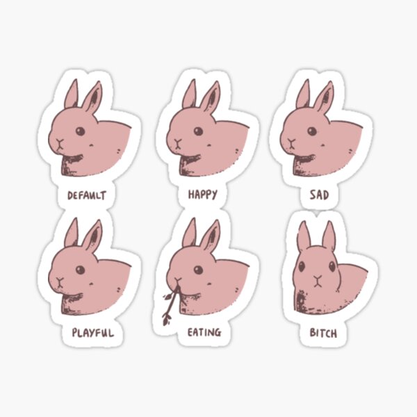 "Default happy sad gift bunny rabbit pet" Sticker for Sale by HombiKalu ...