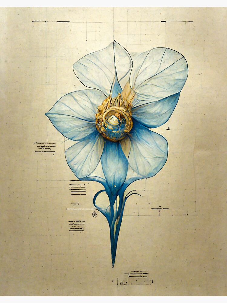 "Mystical Flower Blueprint" Sticker for Sale by Visual-artist24 | Redbubble