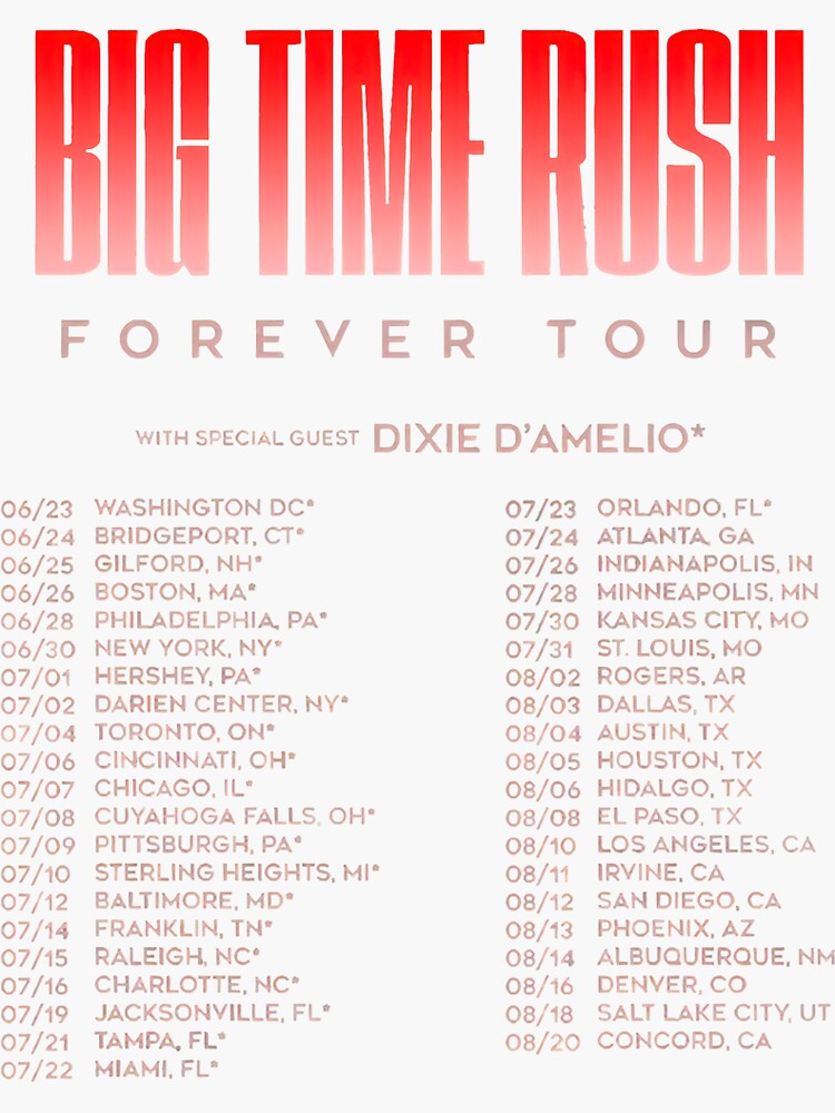 "Big Time Rush Forever Tour 2022" Sticker for Sale by SammysVinshop ...