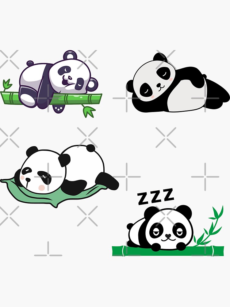 "Cute Kawaii sleeping and lazy pandas stickers pack" Sticker for Sale ...