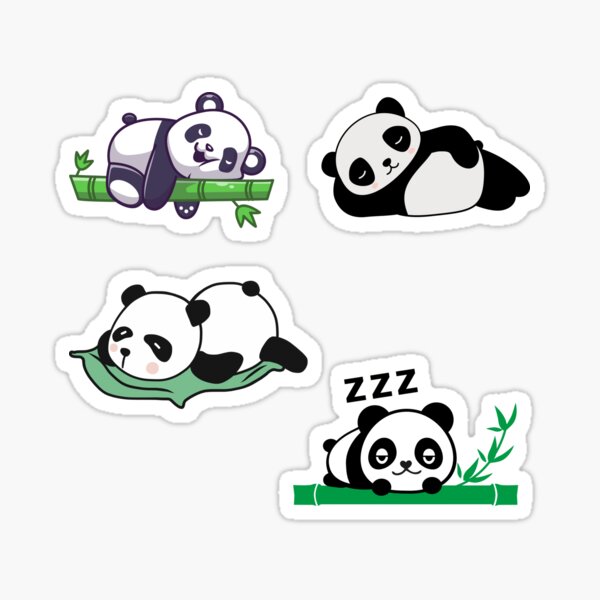"Cute Kawaii sleeping and lazy pandas stickers pack" Sticker for Sale ...