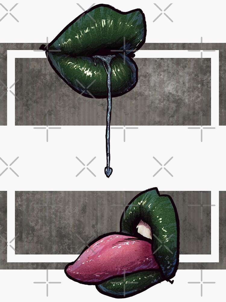 "Dark Green Lips - Spit Swap" Sticker for Sale by OssuanArt | Redbubble