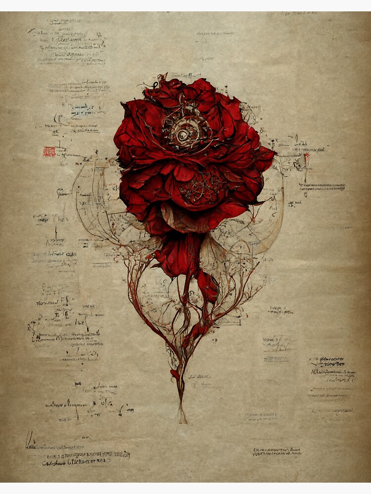 "Ancient Rose Blueprint" Sticker for Sale by Visual-artist24 | Redbubble