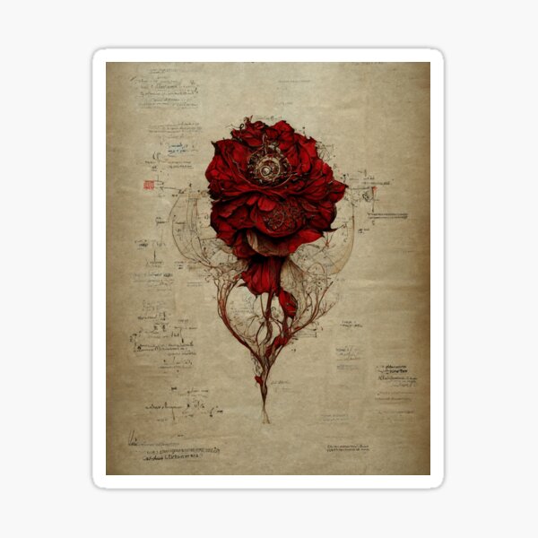 "Ancient Rose Blueprint" Sticker for Sale by Visual-artist24 | Redbubble