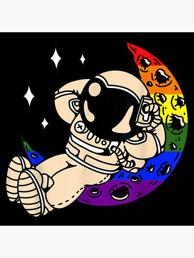 Gay Pride Astronaut Lgbt Q Space Man Moon Pride Rainbow Flag Poster